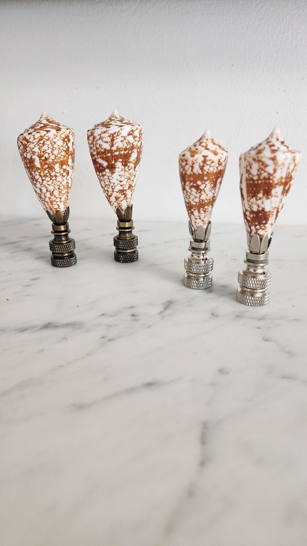 A Pair of Sea Shell Lamp Finial, Beach Coastal Home Décor, Coastal ...