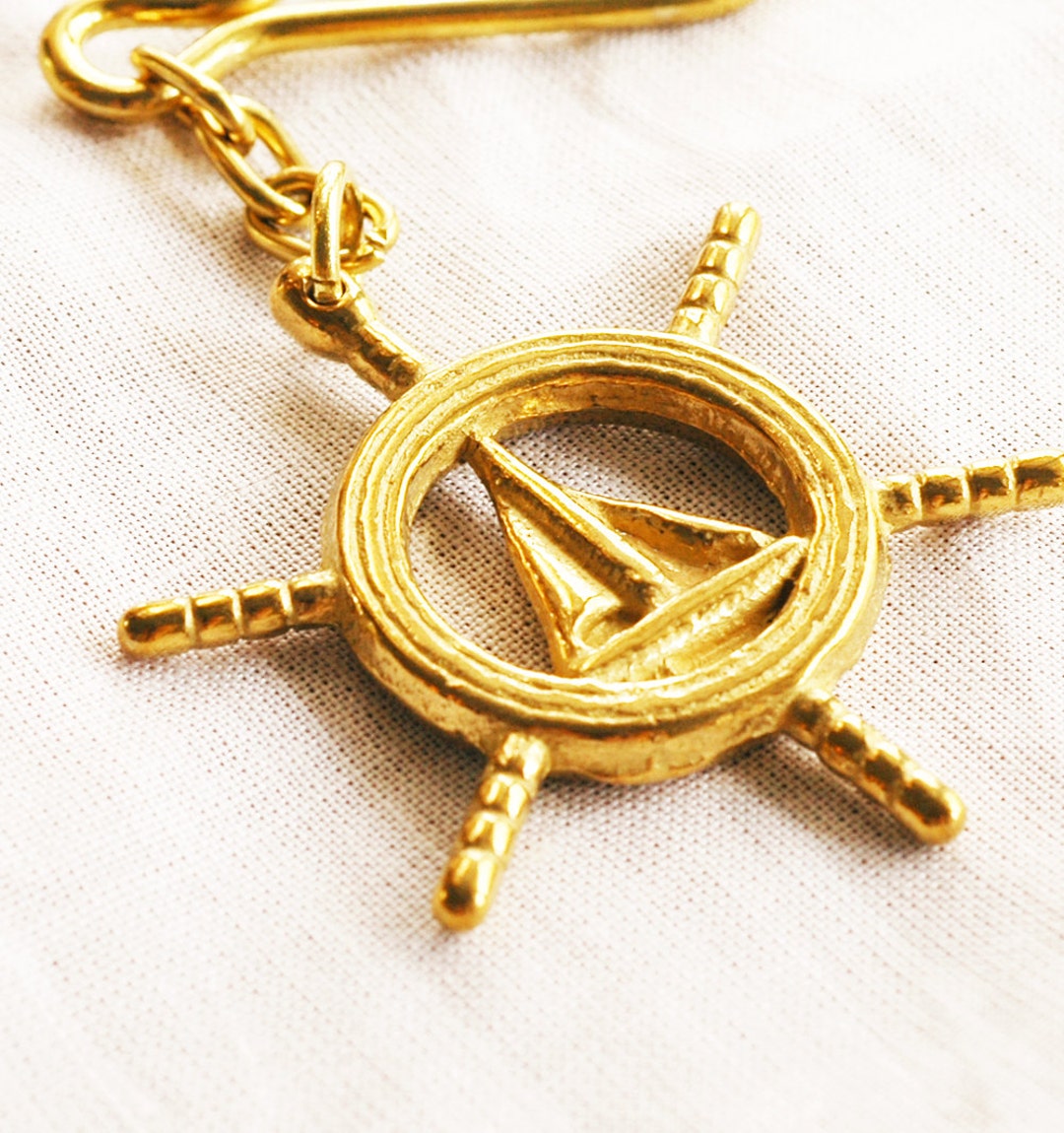 Lot of 65 brass Ship Wheel Key Chain, Nautical Place Card Holder ...