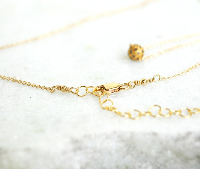 Gold Pave Ball Minimalist Raw Champagne Diamond Necklace Gold | Etsy