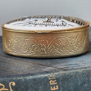 Vintage Oval Gold Toned Pill / Snuff Box With Roma S Pietro Square Lid ...