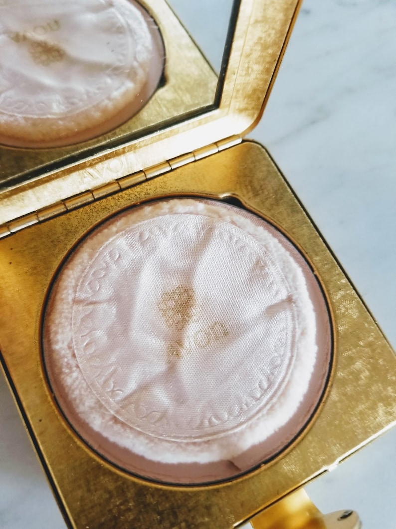Vintage Avon Imperial Gold Compact With Puff, Vintage Gold Compact ...
