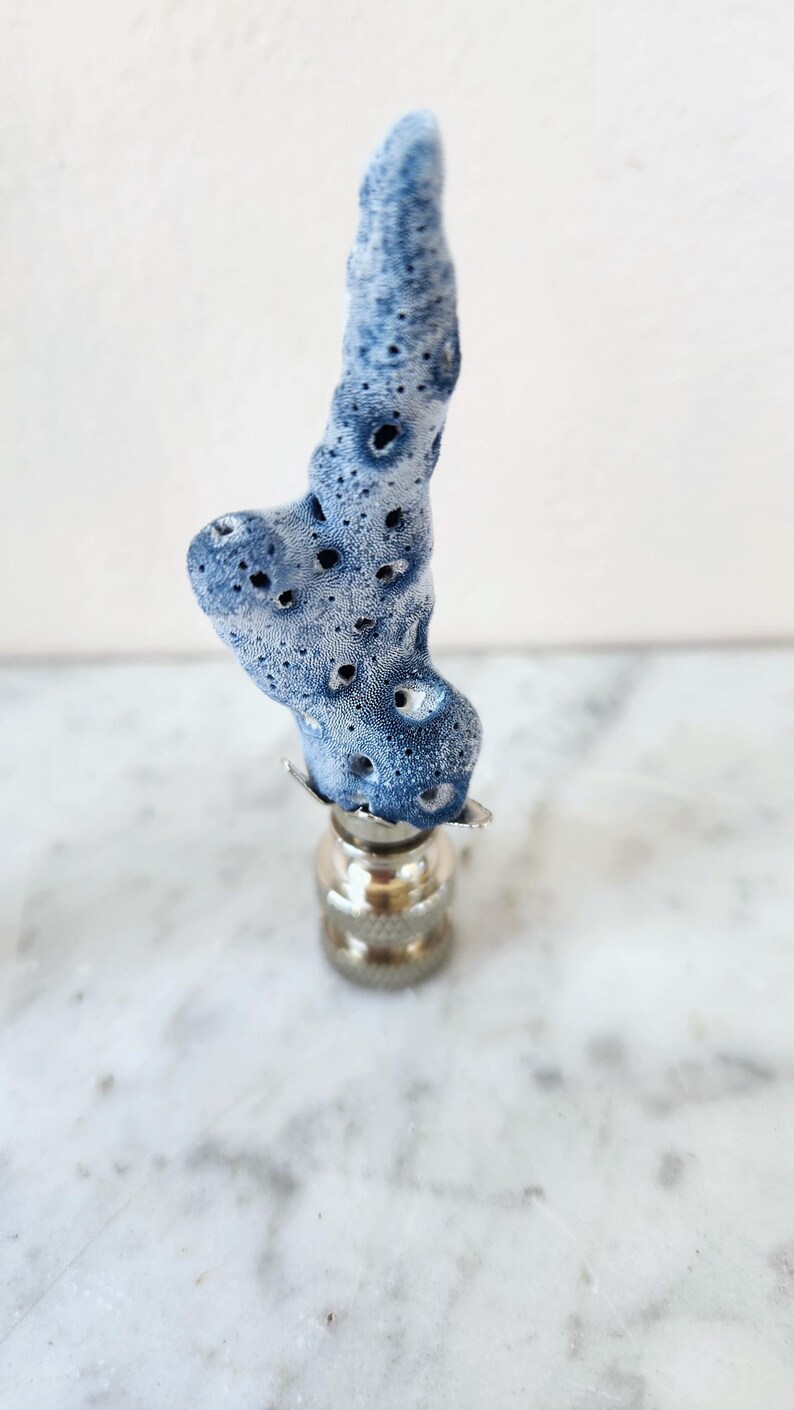 Genuine Blue Coral Lamp Finial, Ocean Lamp Finial, Nautical Finial ...