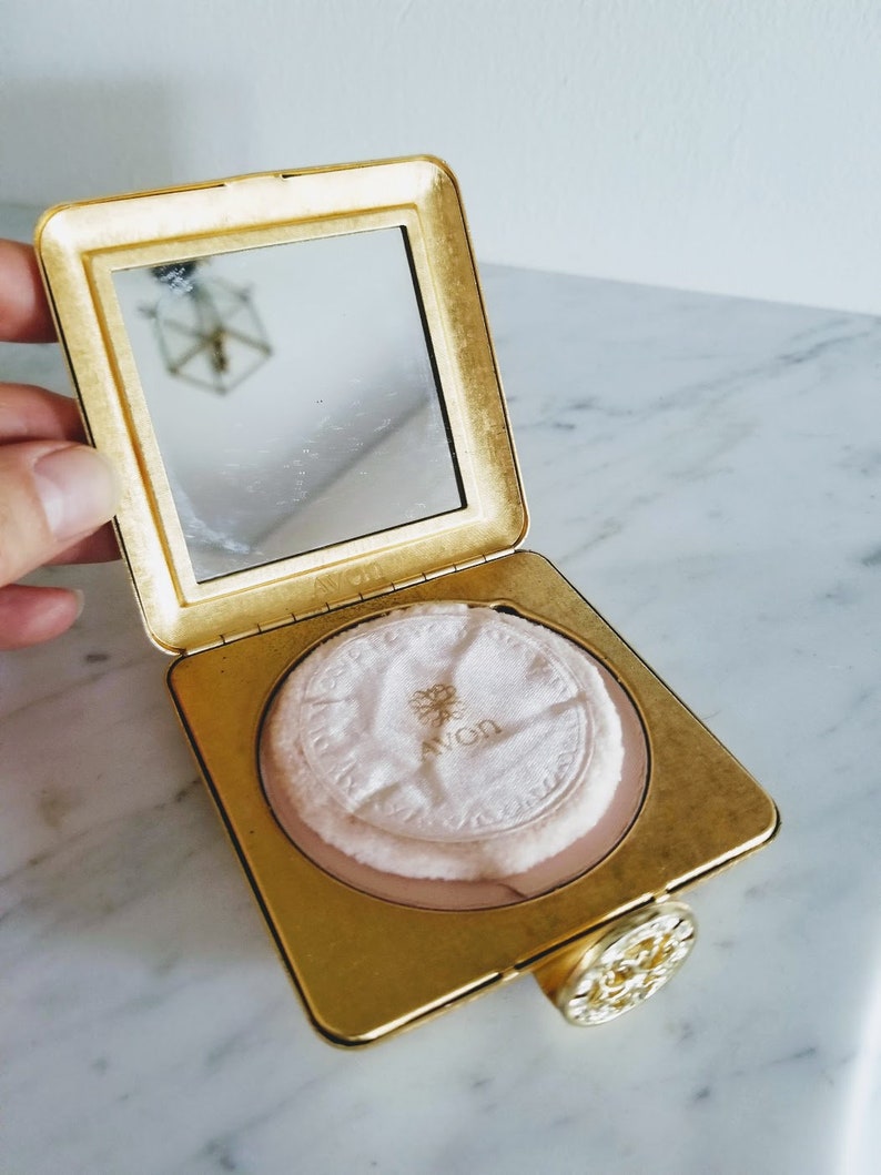 Vintage Avon Imperial Gold Compact With Puff, Vintage Gold Compact ...