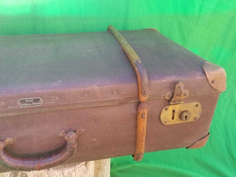 1920s Antique Echt Vulkan Fibre German Leather Suitcase | Etsy