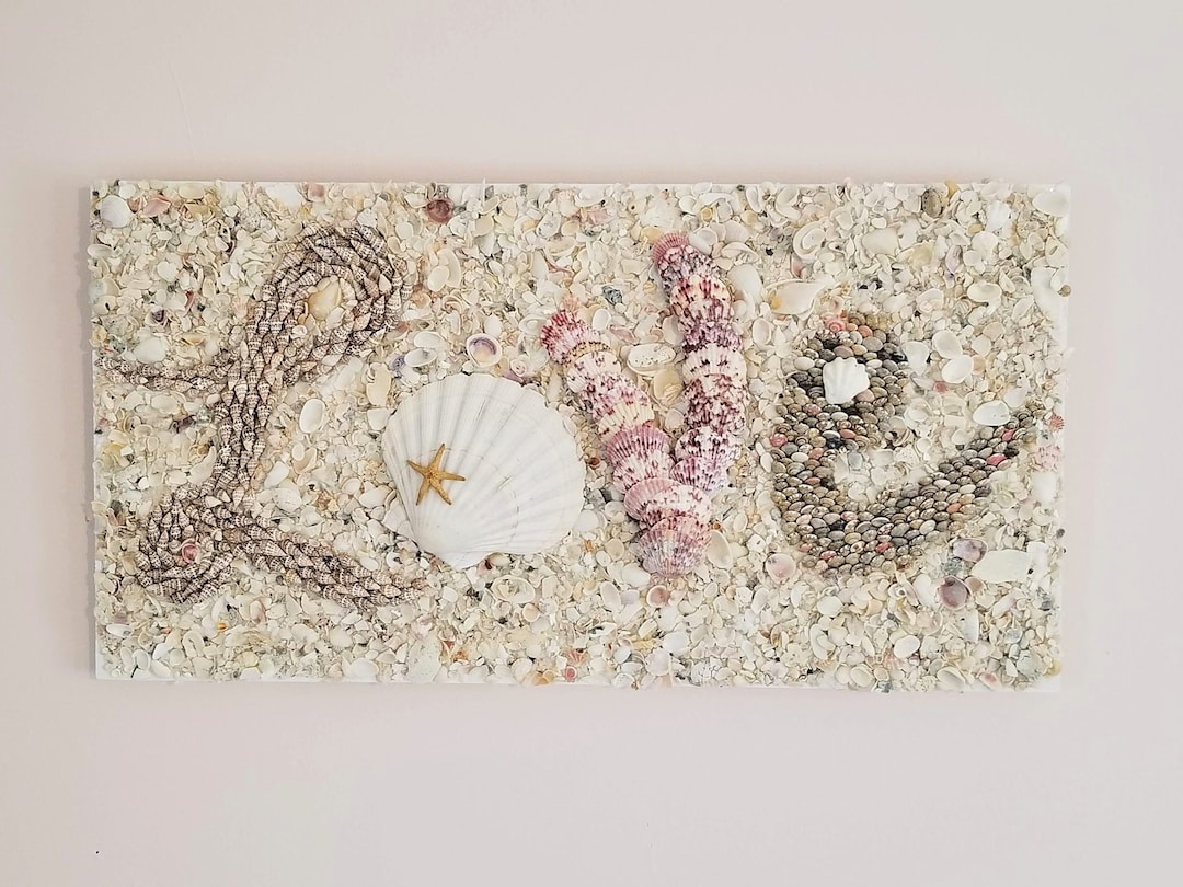 LOVE Sign in Sea Shells Wall Art Home Décor, Ocean Décor, Sea Shell ...