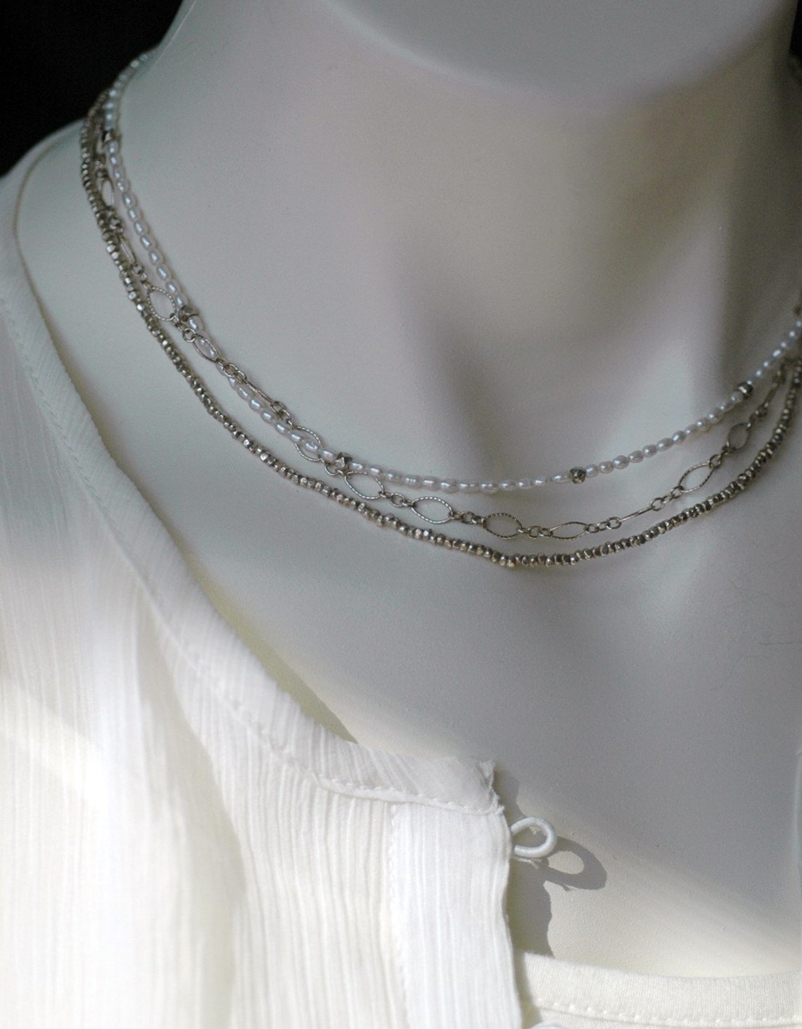 Layered Sterling Silver And Freshwater Pearls Etsy