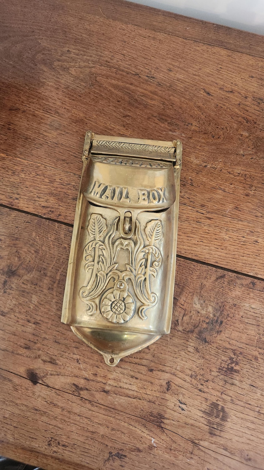 Vintage Solid Brass Mailbox, Standard Mailbox, Vertical Wall Mounted ...
