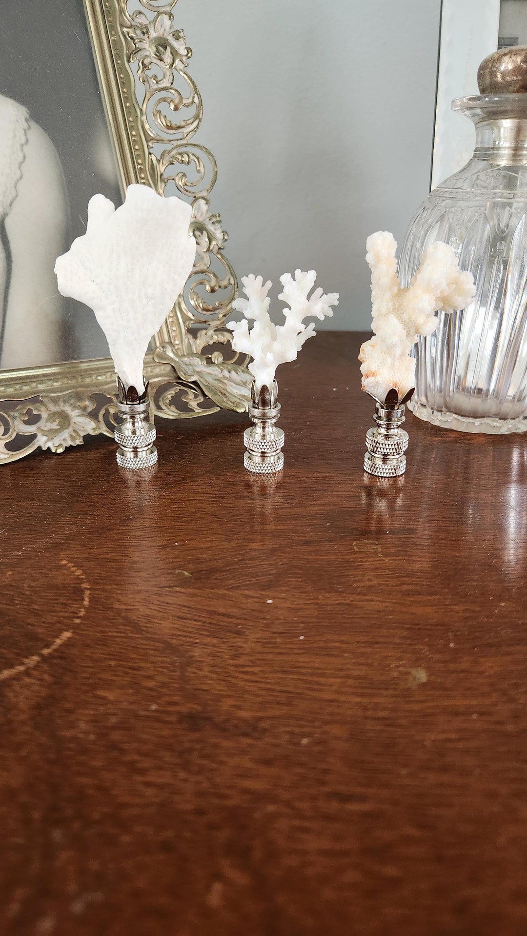 Genuine Coral Lamp Finial, Ocean Lamp Finial, Nautical Finial, Beach ...