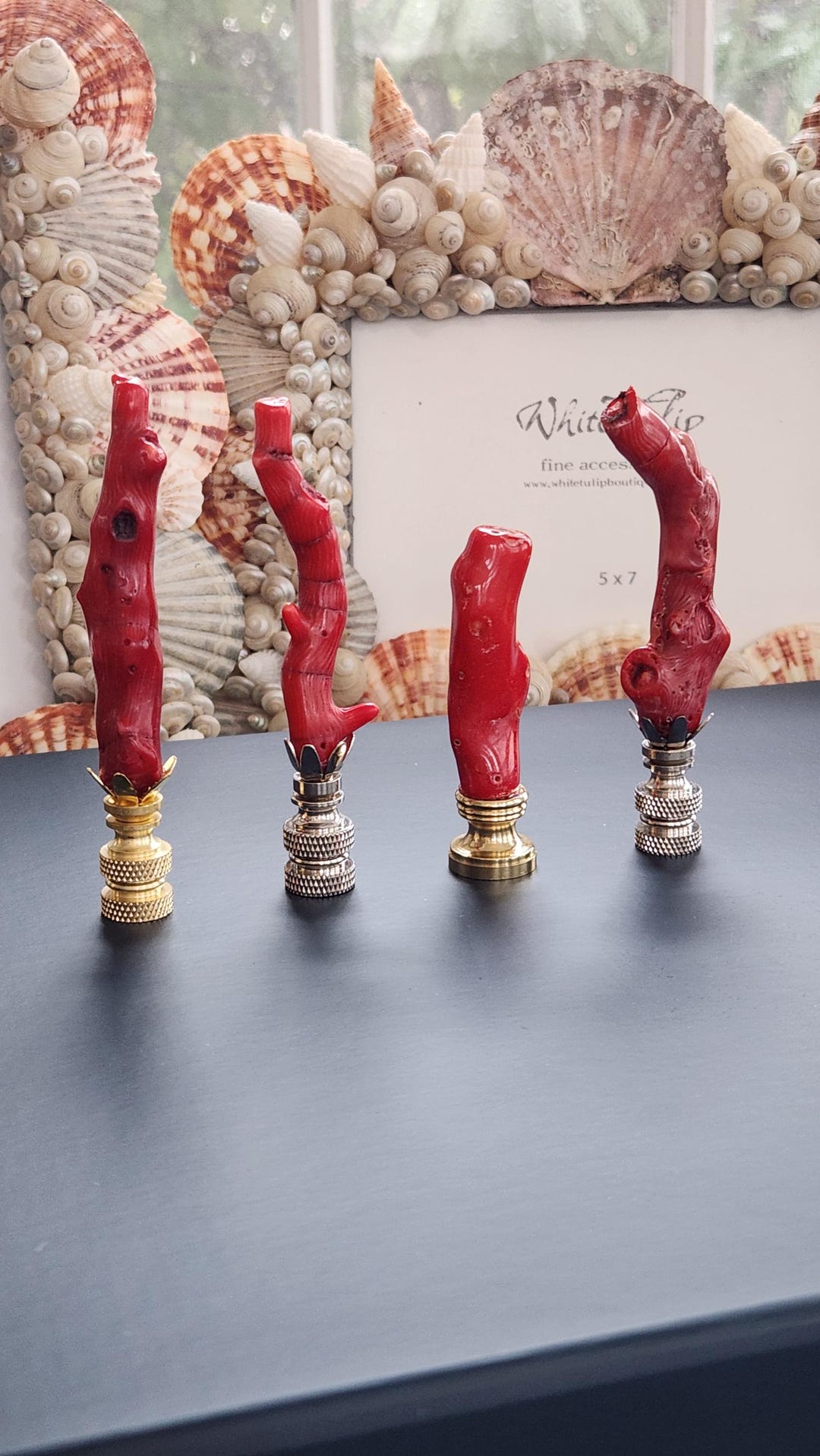 Genuine Died Red Coral Lamp Finial, Ocean Lamp Finial, Nautical Finial ...