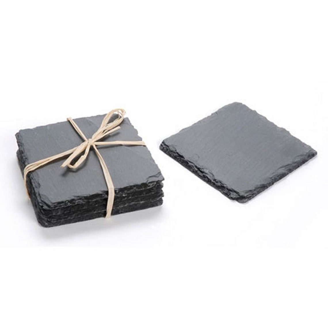 Slate Square Coasters Set / 4 Stone Gift Hostess Party Favors Bulk Buy ...