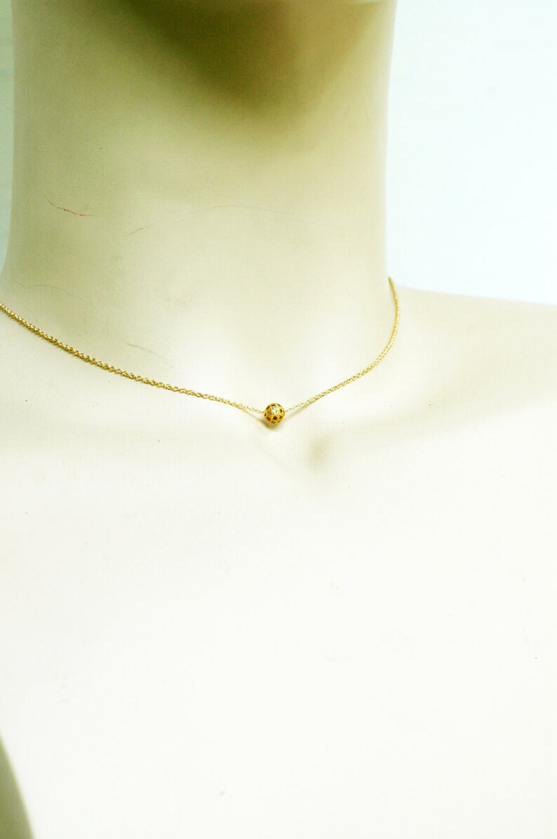 Gold Pave Ball Minimalist Raw Champagne Diamond Necklace Gold - Etsy