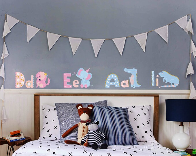 Pastel Animal and Alphabet Educational Wall Decals Wall Decor Stickers ...