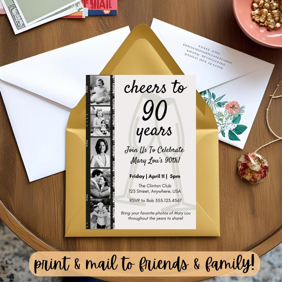 Editable 90th Birthday Invitation Printable Birthday Invitation Look ...