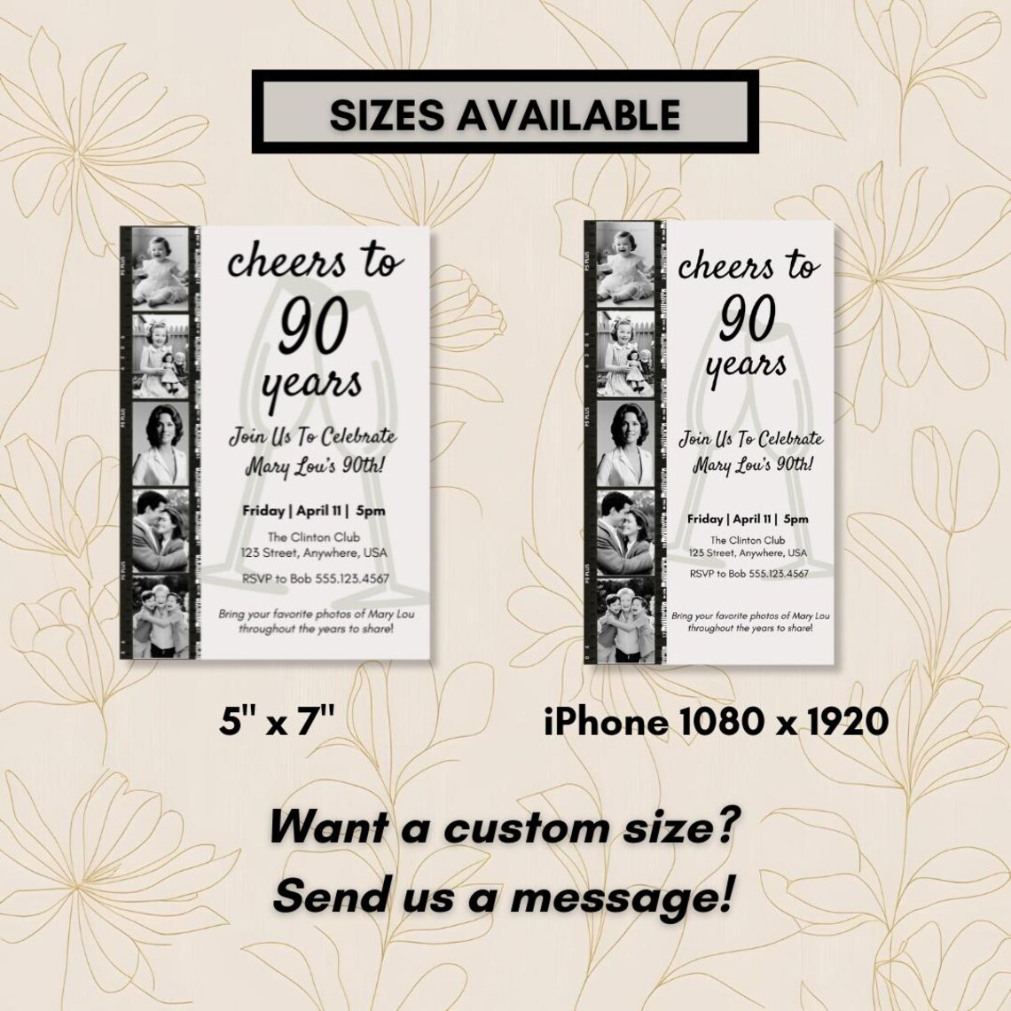 Editable 90th Birthday Invitation Printable Birthday Invitation Look ...