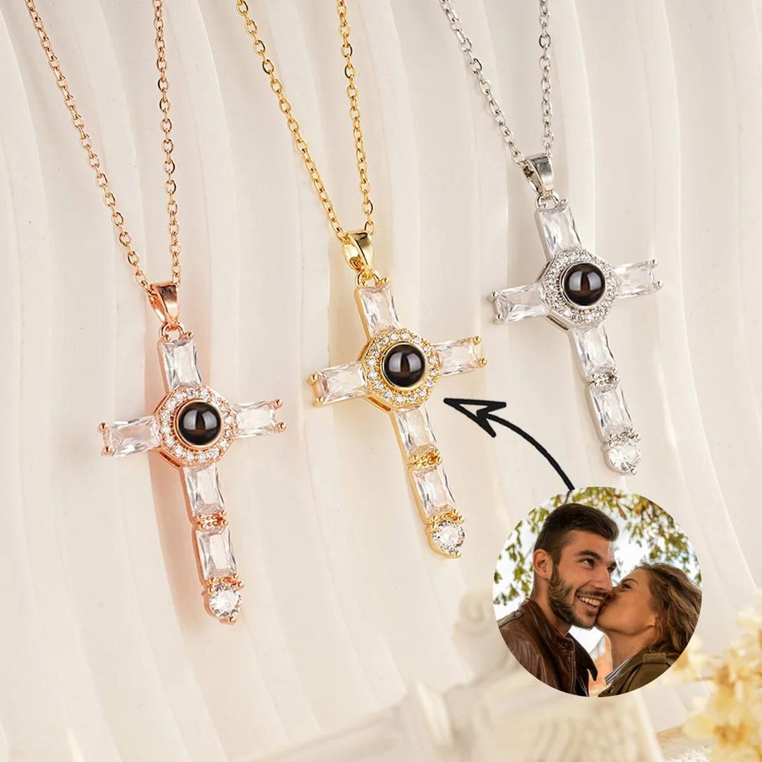 Custom Cross Necklace With Picture Inside Picture Necklace Personalized ...