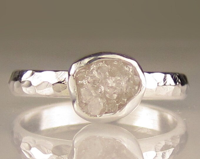 Raw White Diamond Ring Recycled Palladium Sterling - Etsy