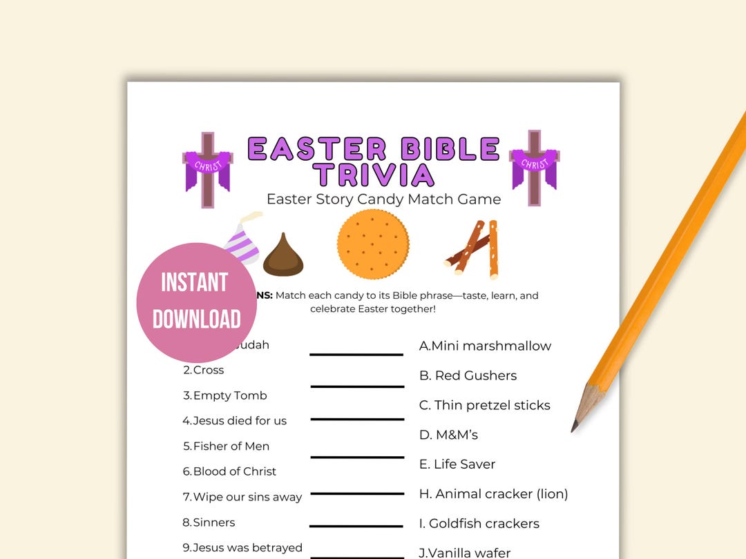 Easter Bible Trivia Candy Match Game | Lent & Holy Week Printable - Etsy