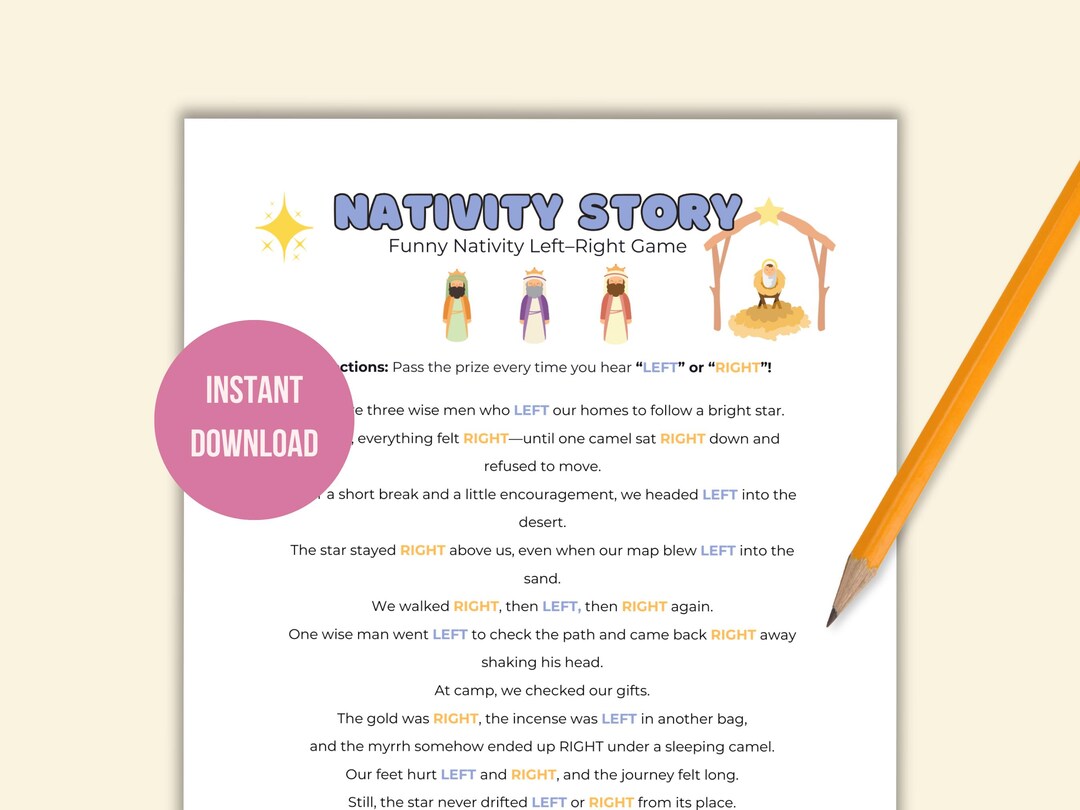 Nativity Printable Left Right Game | Birth of Jesus Christmas Gift ...