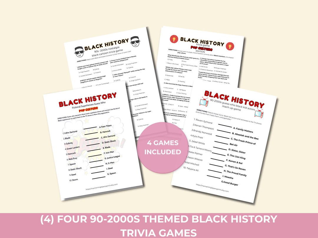 Black History 90s–2000s Nostalgia Pop Culture Games Bundle - Etsy