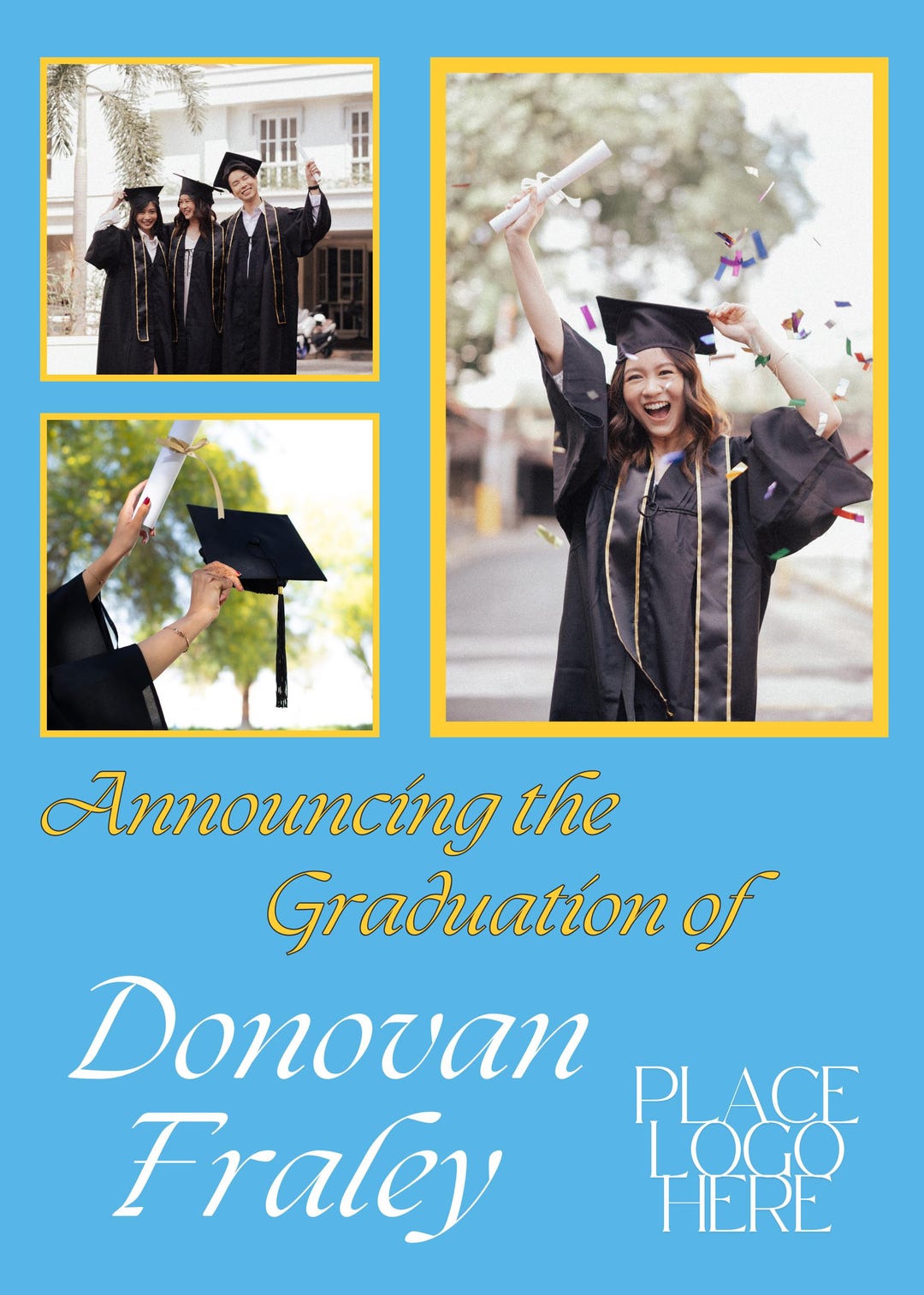 Columbia Blue and Gold Graduation Announcement - Etsy