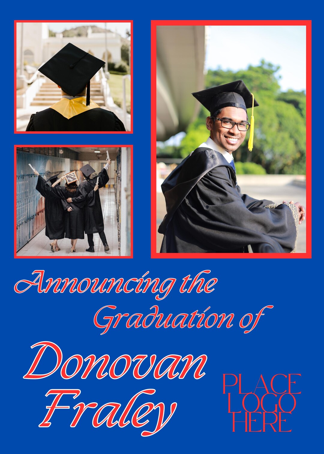 Royal Blue and Red Graduation Announcement - Etsy