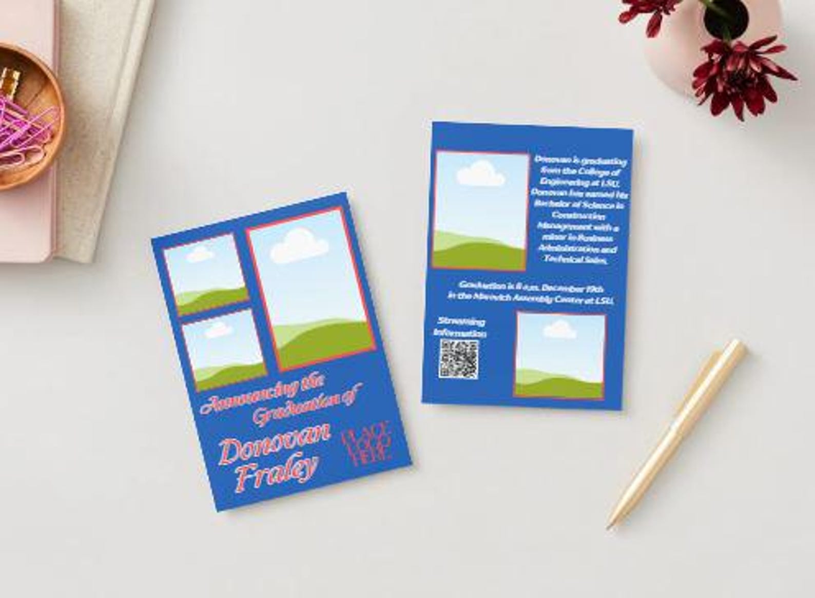 Royal Blue and Red Graduation Announcement - Etsy