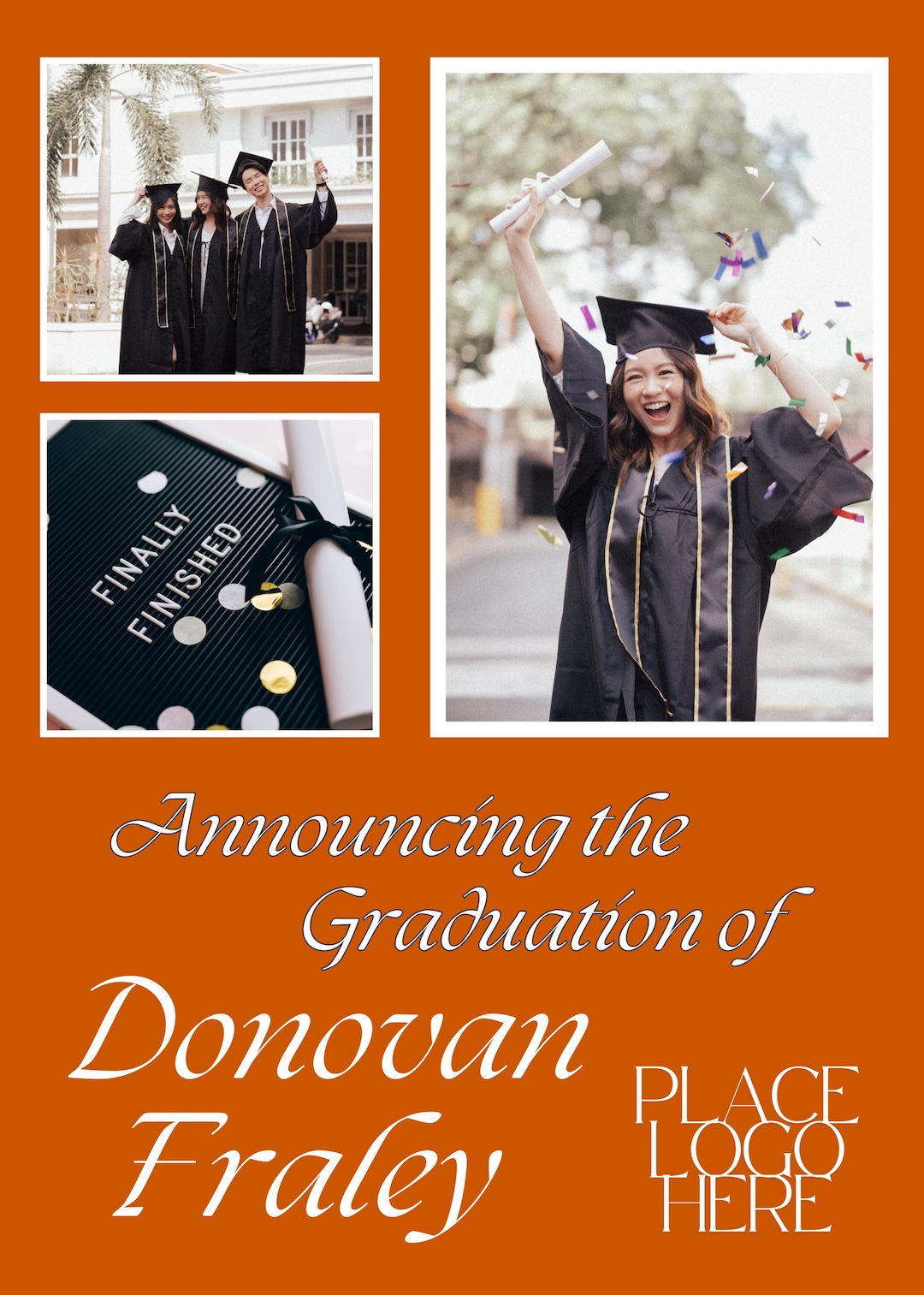 Burnt Orange and White Graduation Announcement - Etsy