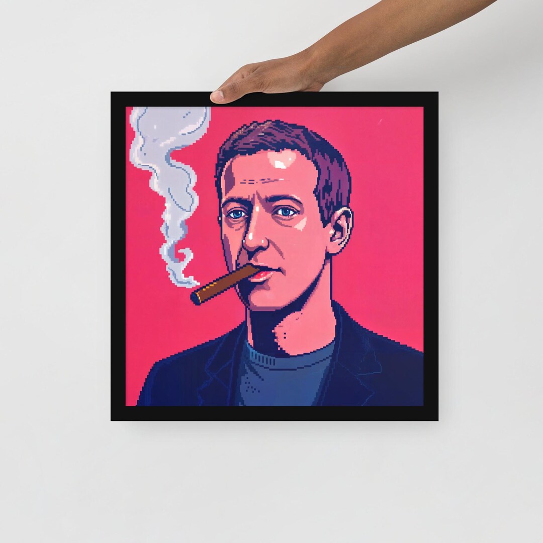Mark Zuckerberg Pixel Art Poster - Retro World Leader Framed Print ...