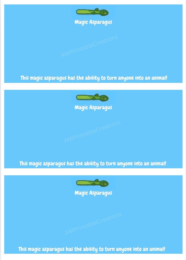 Bluey Themed Magic Asparagus Party Favour | Digital Download | Kids ...