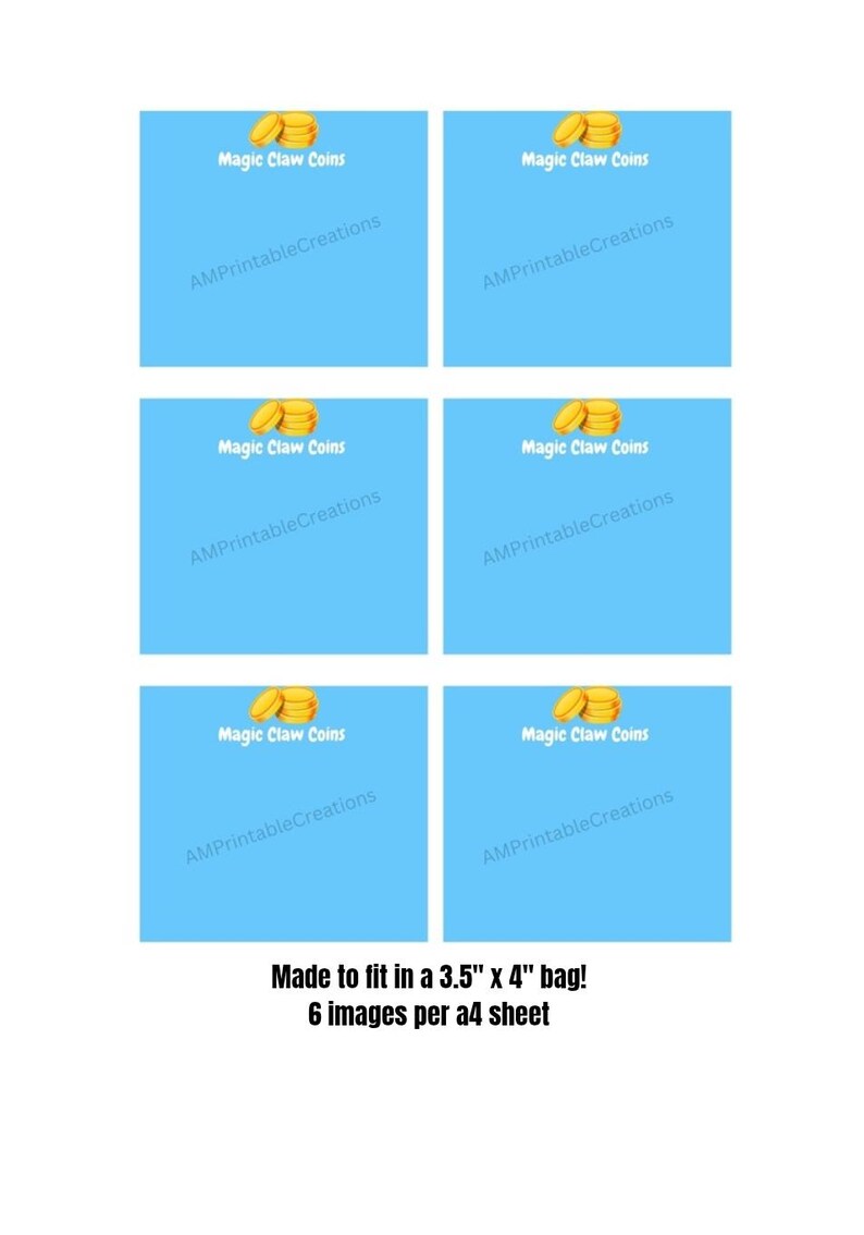 Bluey Themed Magic Claw Coins Party Favour | Digital Download | Kids ...