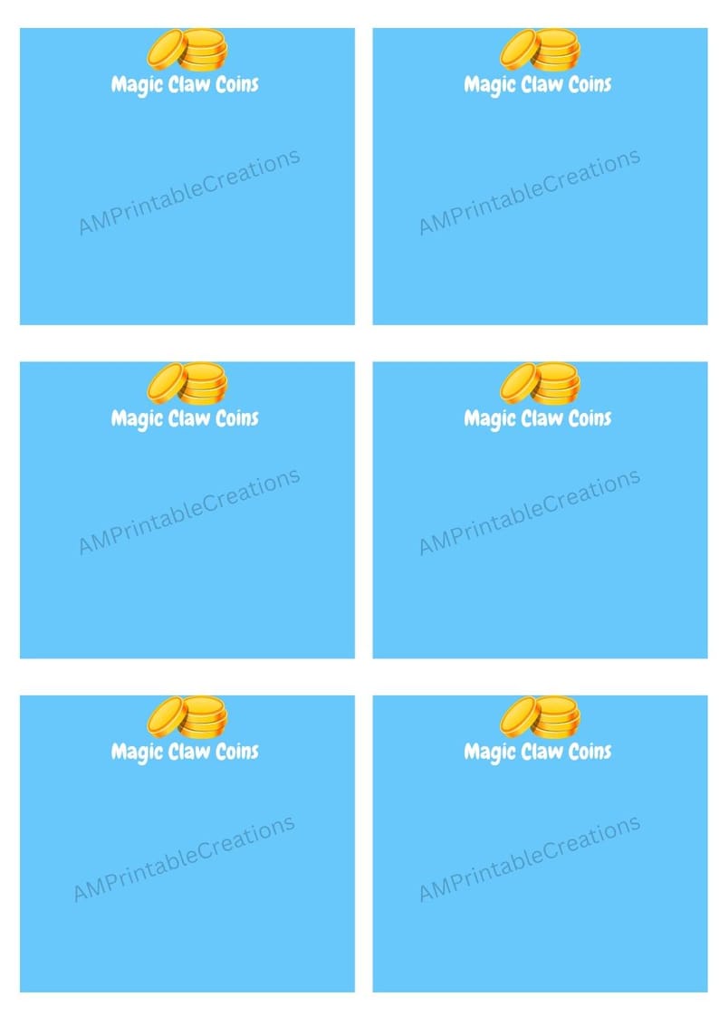 Bluey Themed Magic Claw Coins Party Favour | Digital Download | Kids ...