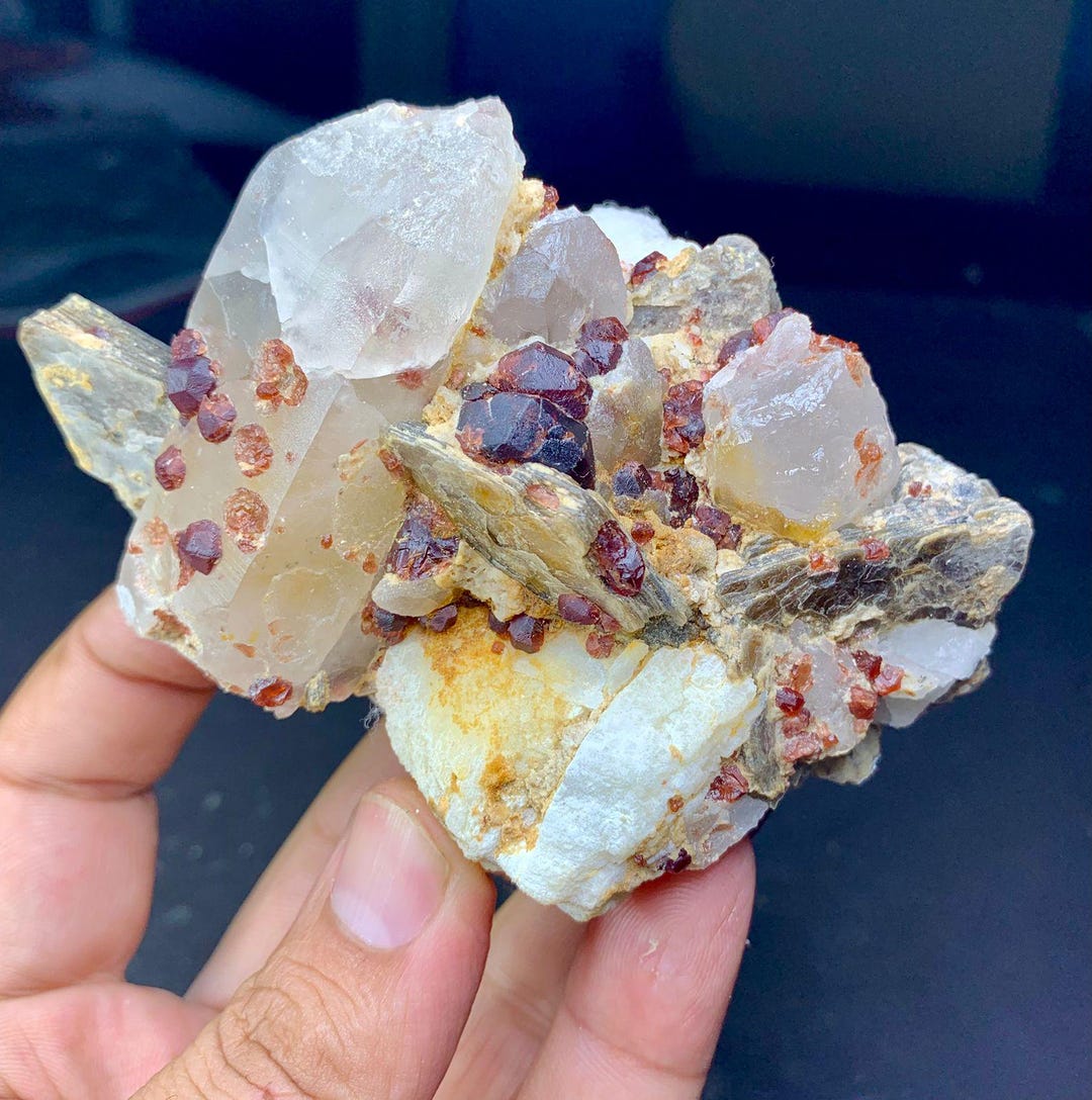 Etched Garnets Perfect Crystals on Mica and Quartz Collection Grade ...