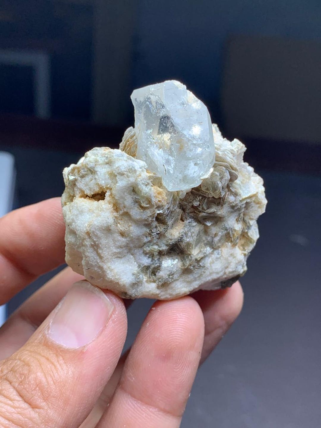 Blue Morganite Terminated Crystals Combine Mica on Albite Matrix ...