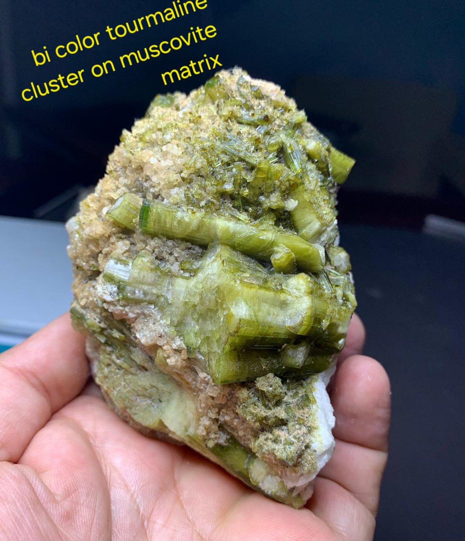 Muestra de cristales de albita combinados en cúmulo de turmalina ...