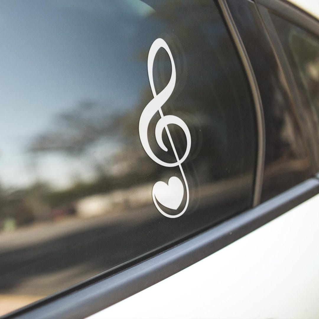 Cute Treble Clef Heart Window Decal / Instrument Case Sticker - Etsy