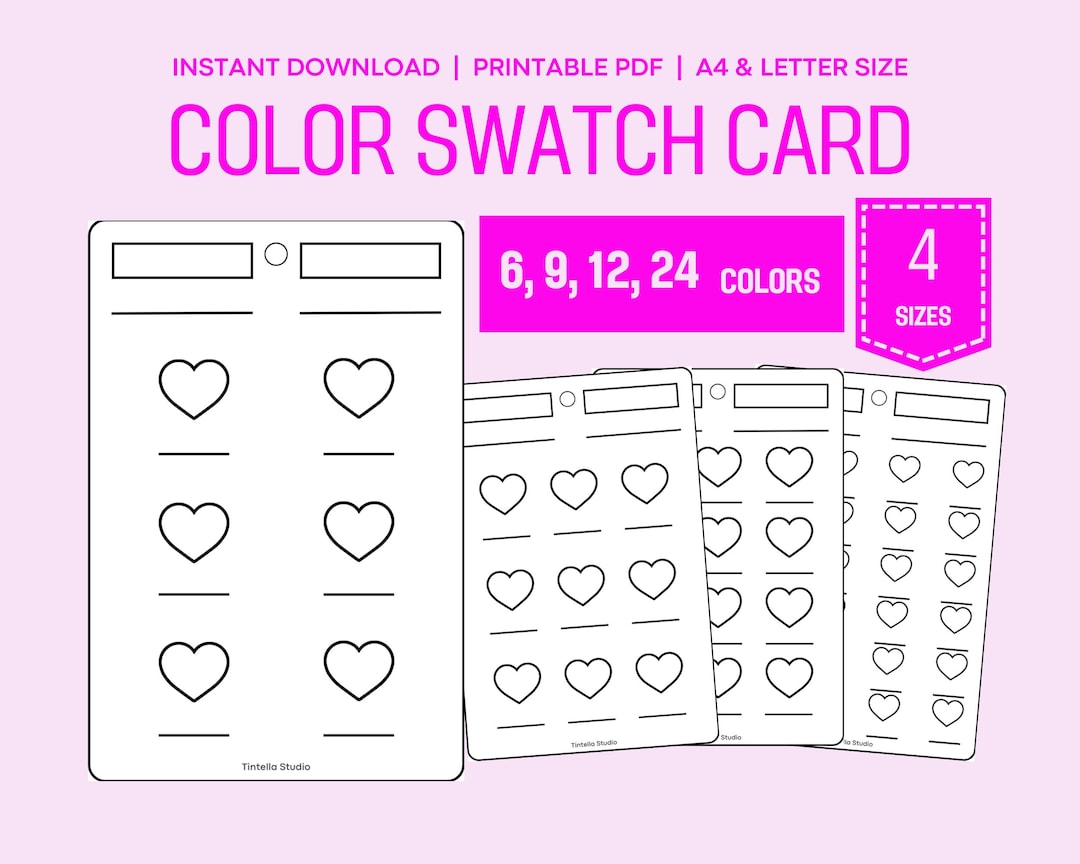 Color Swatch Card, Coloring Swatch Card, Color Swatch Chart, Color ...