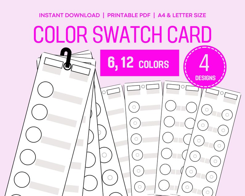 Color Swatch Card, Coloring Swatch Blank, Digital Color Chart, Swatch ...
