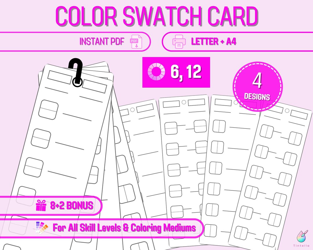Color Swatch Card, Duo Mini Swatch Card, Two Tone Palette, Digital ...