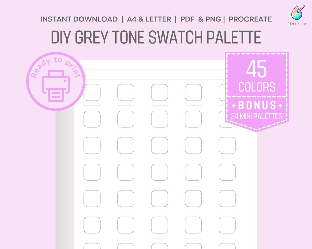 45 Blank Swatch Chart –DIY Minimal Color Chart –a4/letter, Marker ...