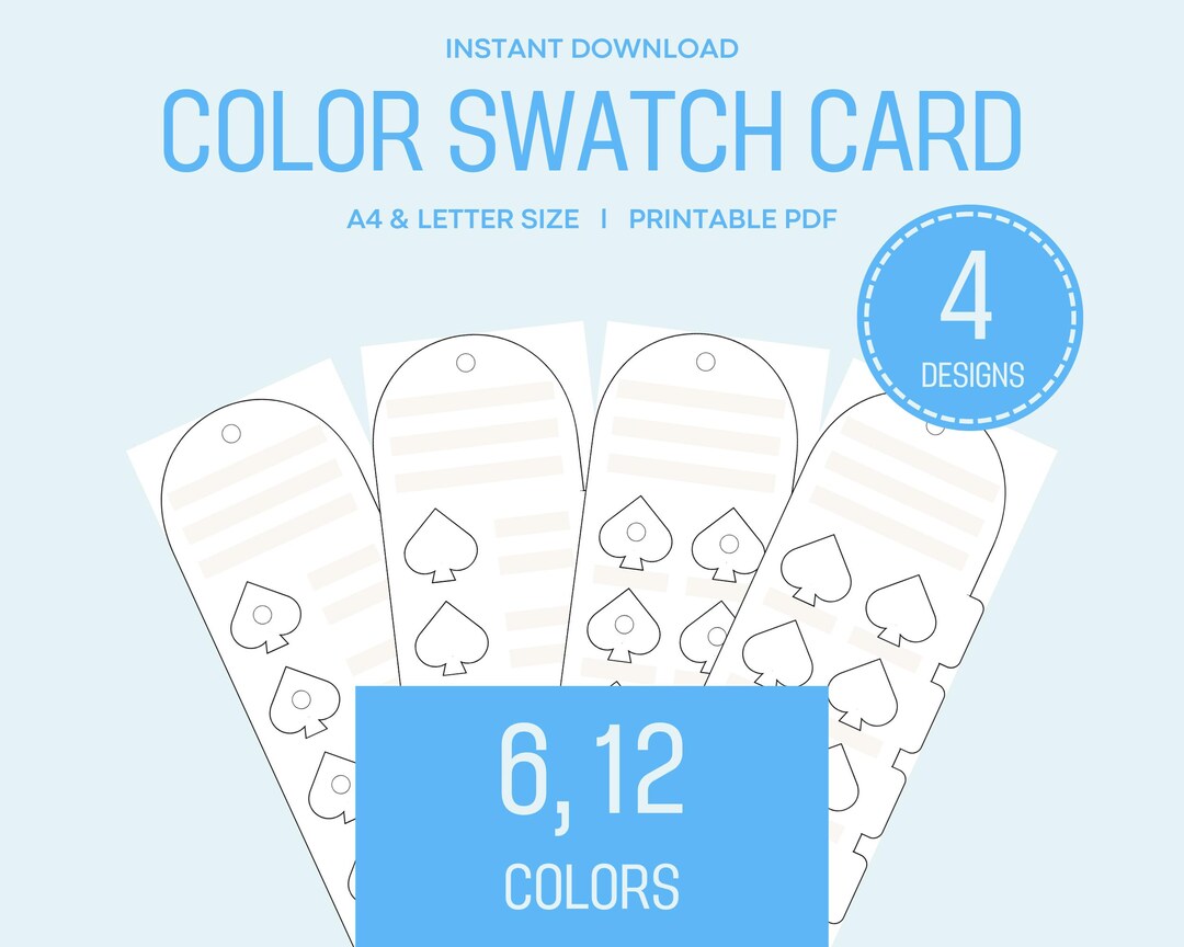 Color Swatch Card,color Swatch Chart Sheet,color Swatch Printable ...