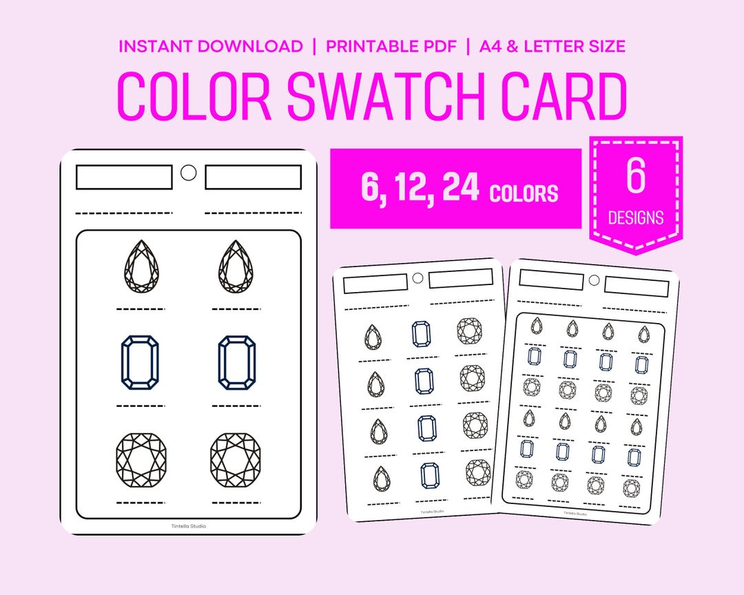 Color Swatch Card, Coloring Swatch Card, Color Swatch Chart, Color ...