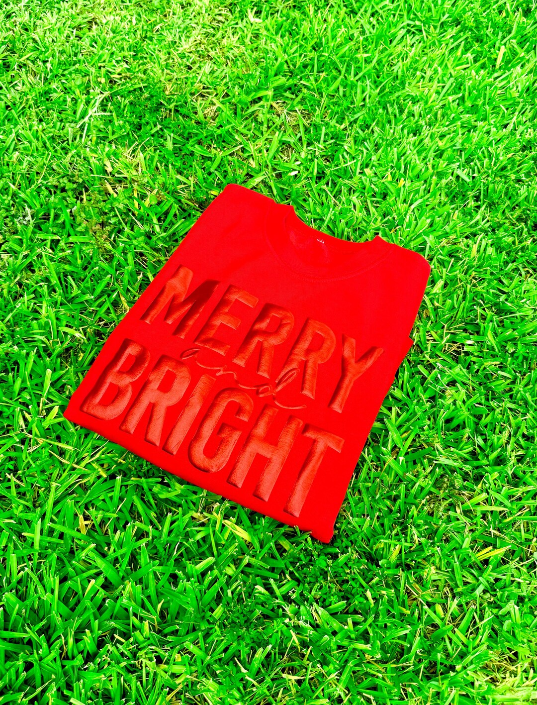 Puffy Merry and Bright Christmas Sweatshirt, Christmas Santa Shirt ...