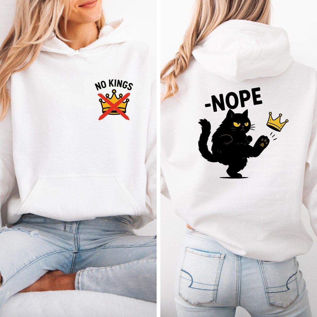 Nope Cat Shirt, No Kings Black Cat Hoodies, Funny Cat Lover Gift ...