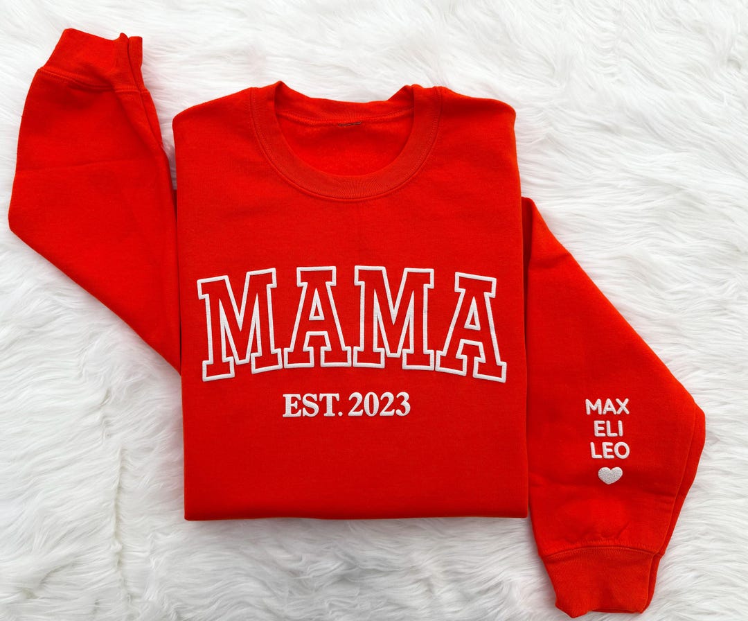 Puff Vinyl Mama Est Shirt, Custom Mama Hoodie, Custom Mama Sweatshirt ...