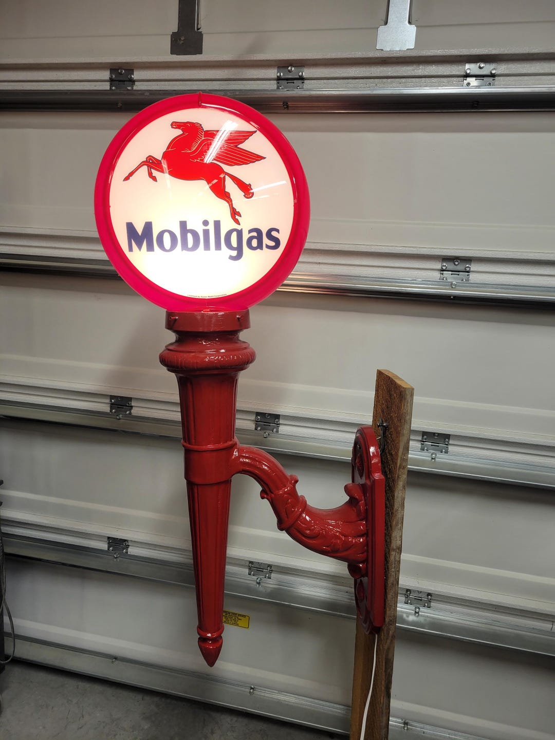 Rare Reproduction Torch Sconce With Mobil Gas Pump Globe, Lighted - Etsy