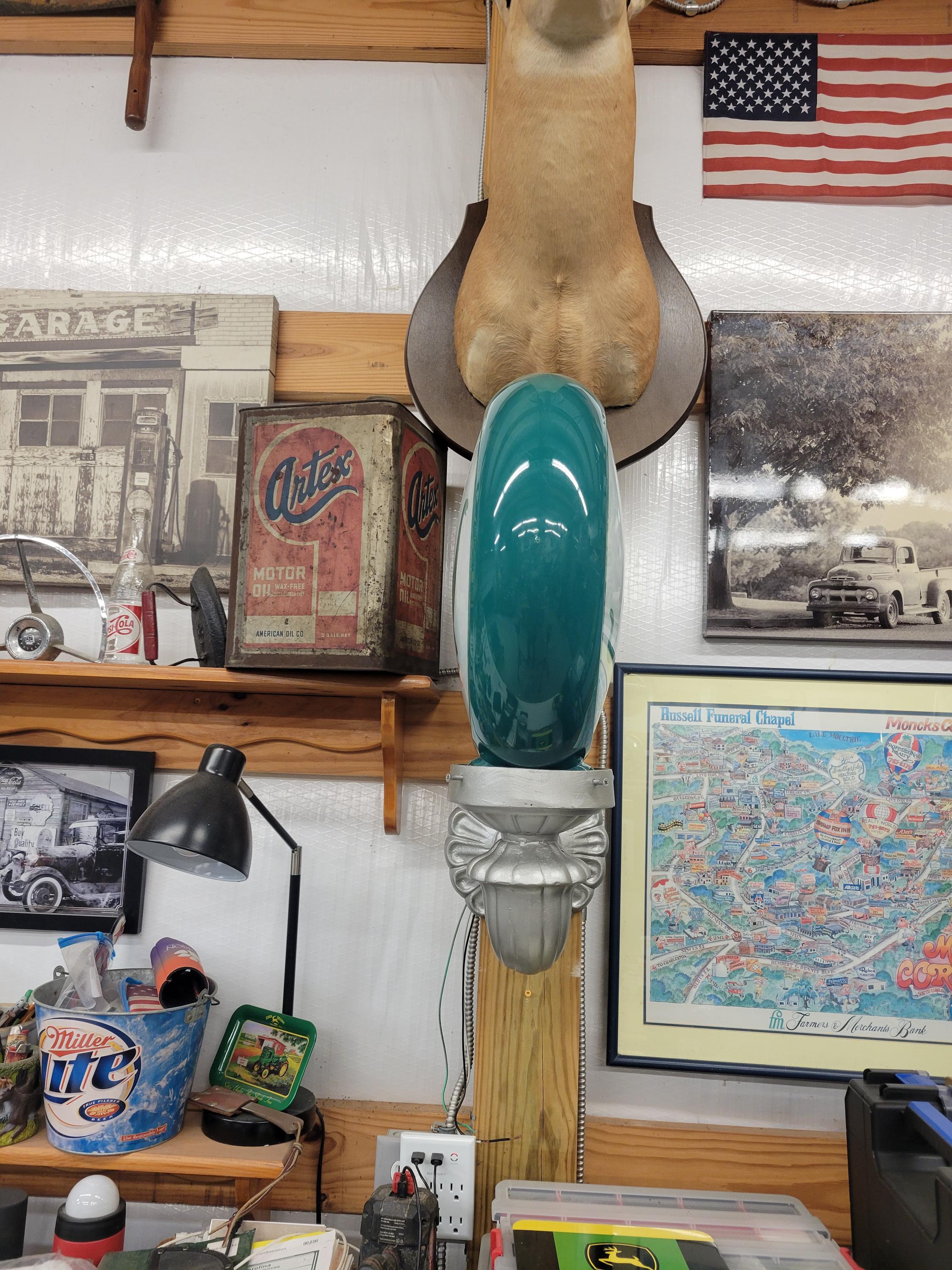 Reproduction Gas Pump Gobe and Sconce With Dino Sinclair Glass Globe ...