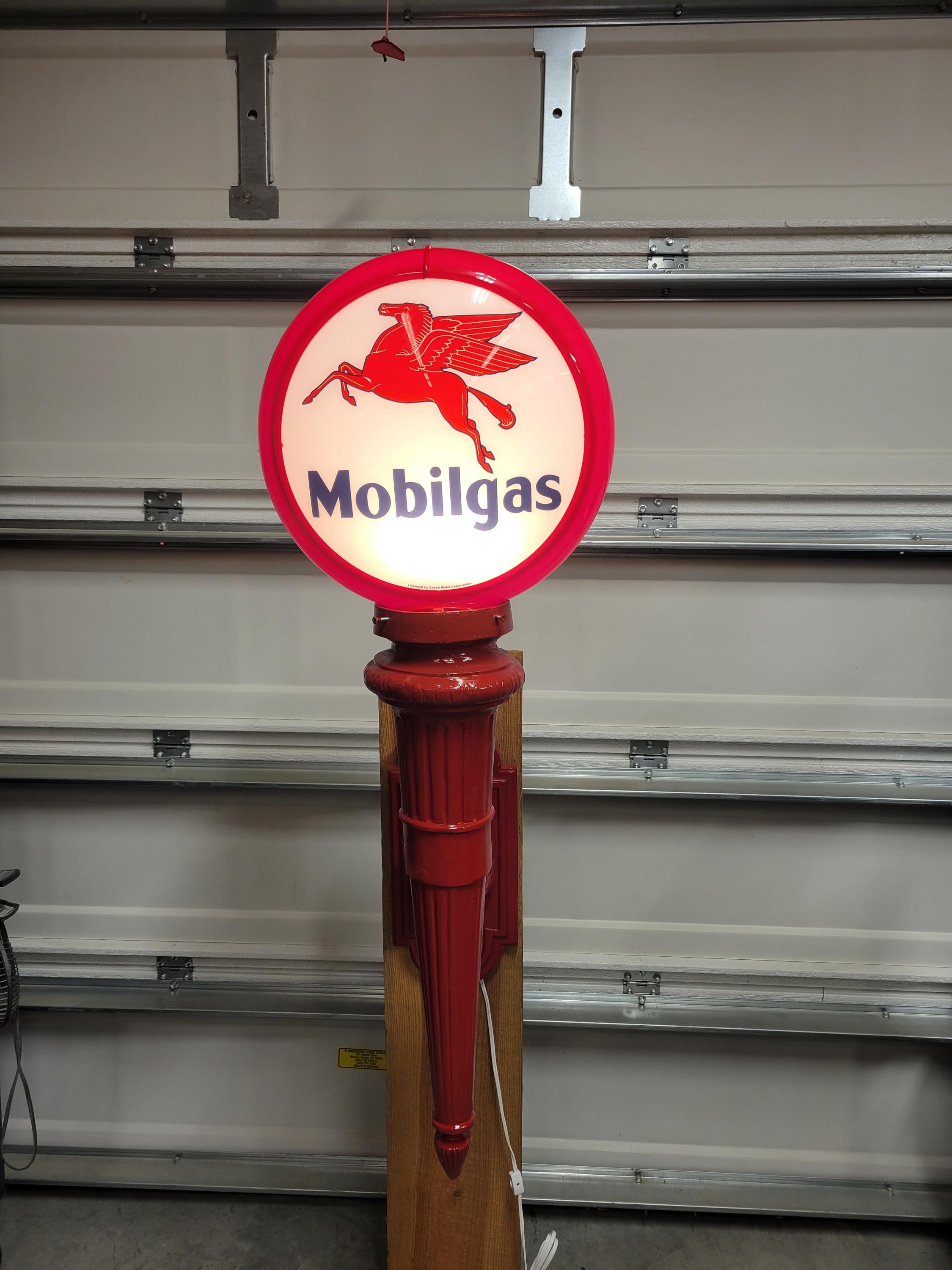 Rare Reproduction Torch Sconce With Mobil Gas Pump Globe, Lighted - Etsy