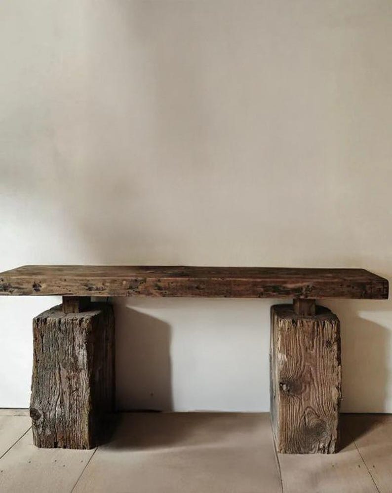 Solid Wood Rustic Console Table. Rustic Narrow Console Table. Old Wood ...