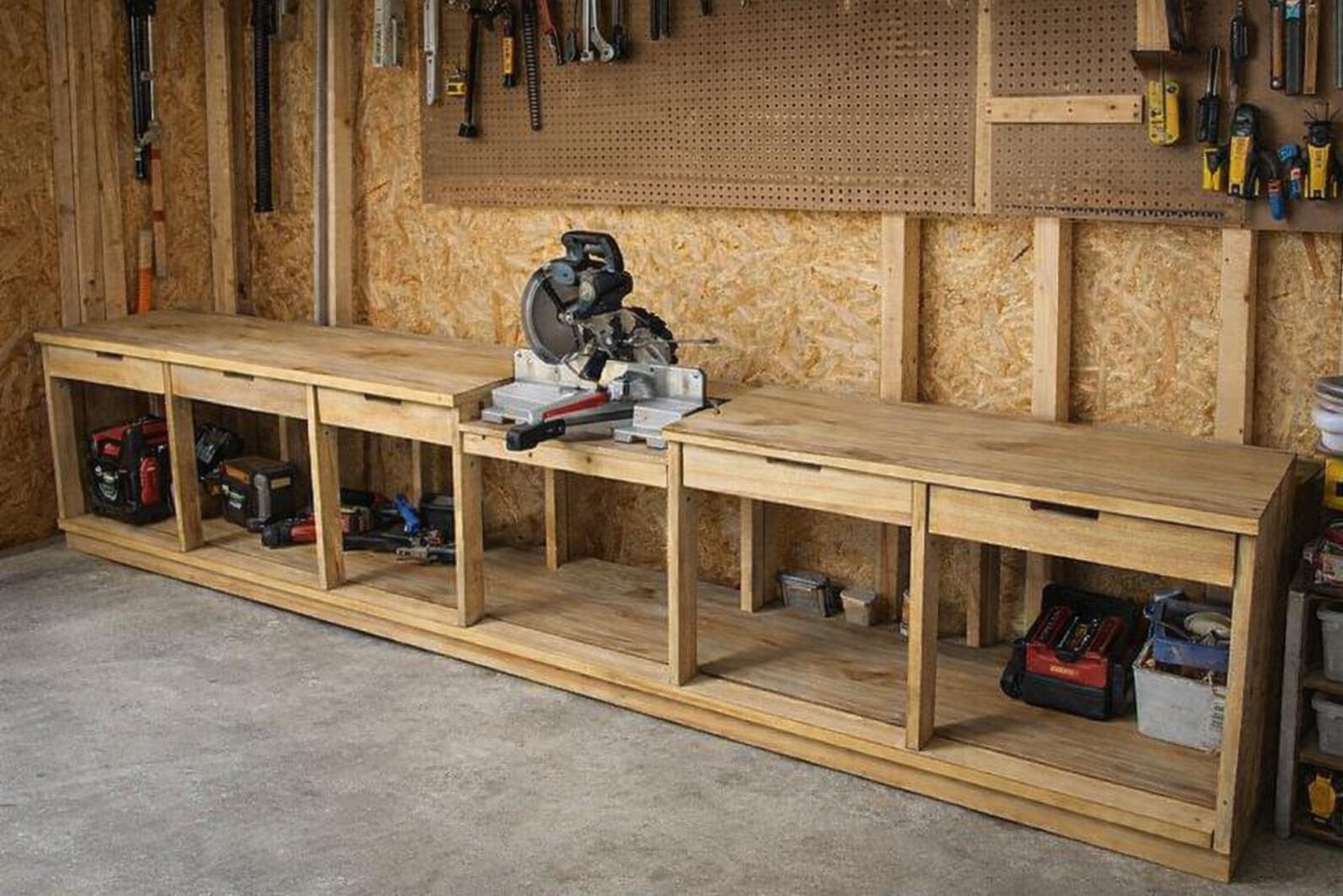 Miter Saw Workbench Plans PDF for Woodworkers | DIY Workshop Station ...