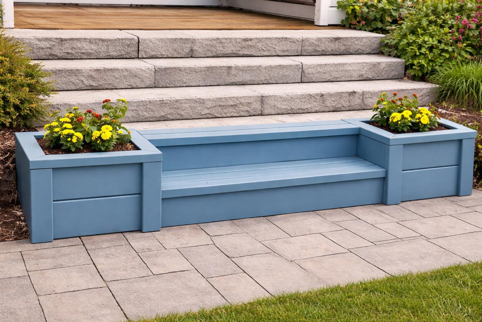 Planter Bench Plan – Outdoor DIY Woodworking PDF, Integrated Planters ...